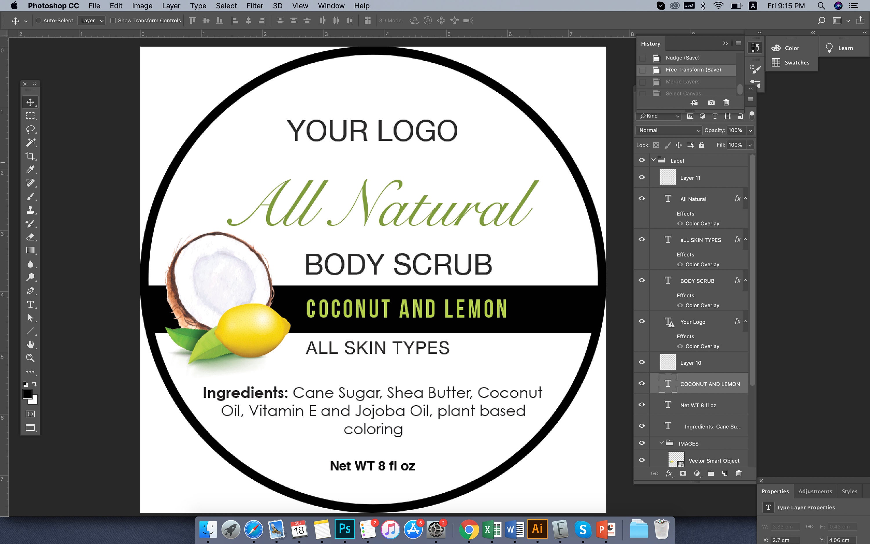 Editable Labels, Natural Body Scrub Label, Scrubs & Bath Label ...