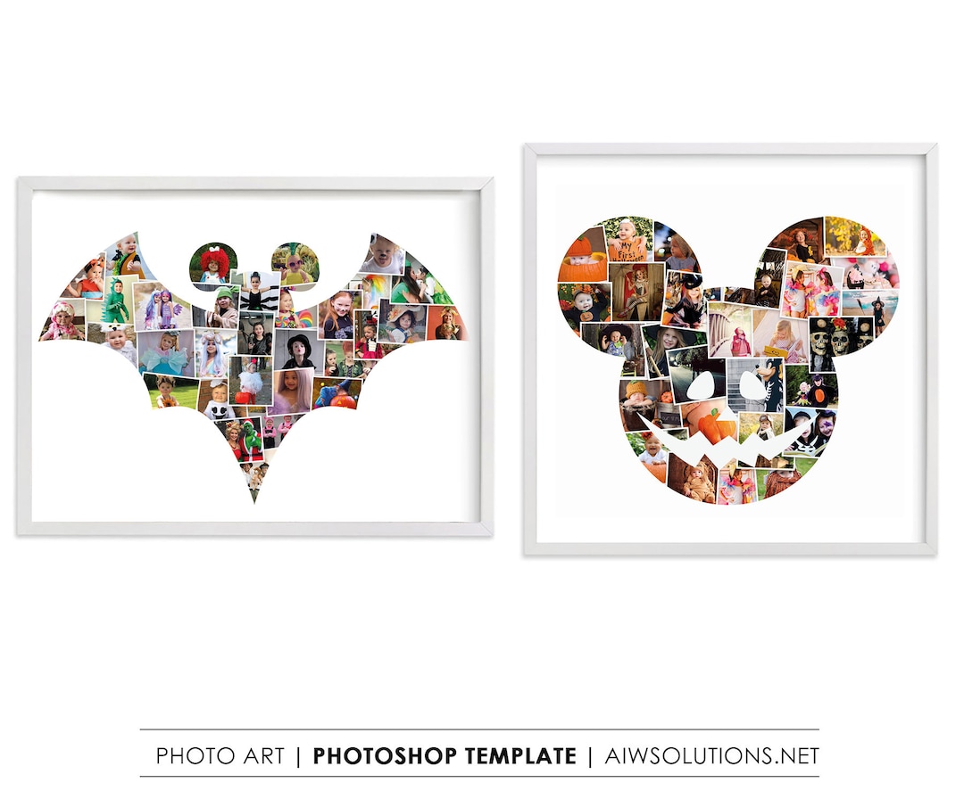 Halloween Mickey Mouse Bat Head Photo Collage Template, Halloween ...