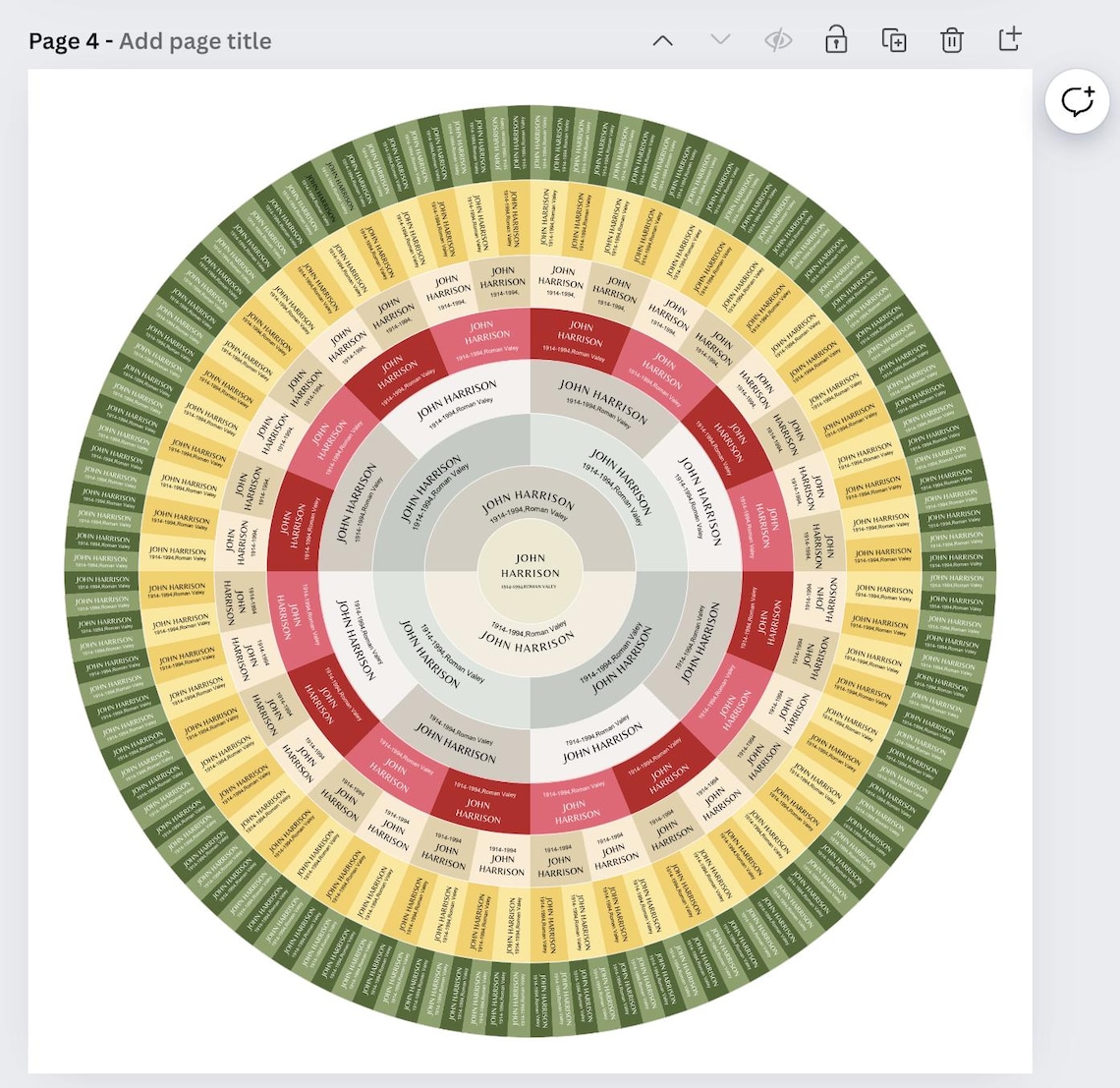 8 Generations Family Tree, Editable Canva Circle Family Tree Template ...