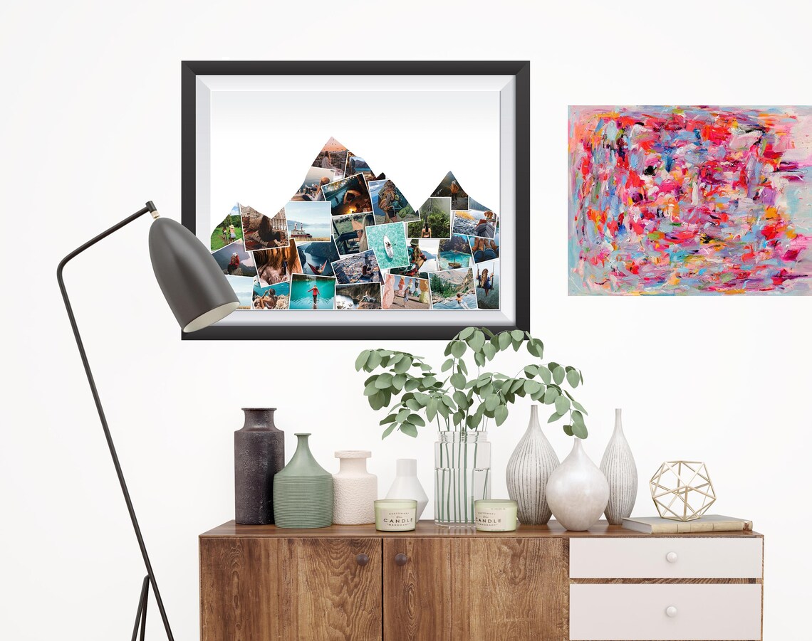 Adventure Mountain Photo Collage Template Mountain Shape | Etsy