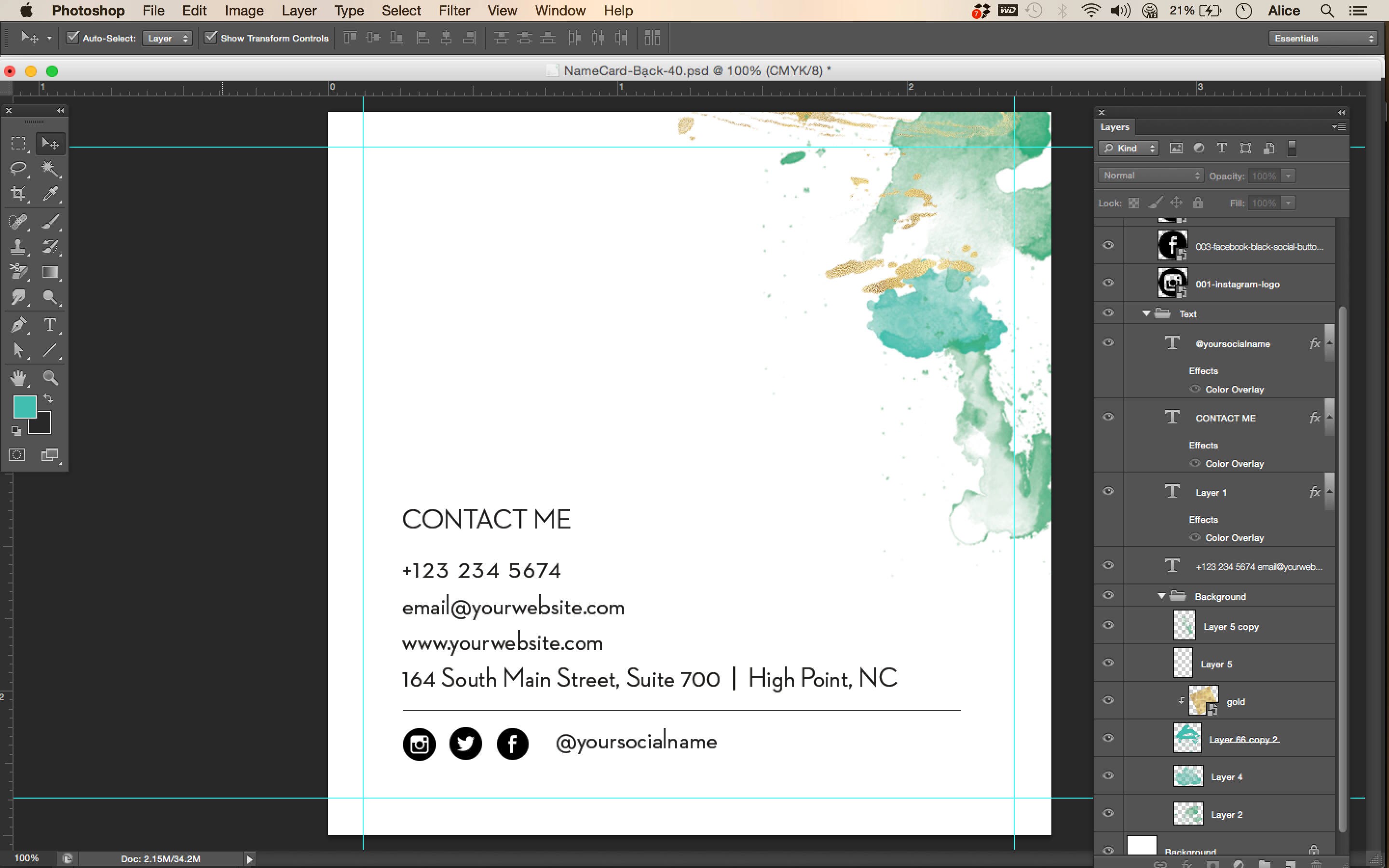 Mint Colour Name Card, Water Colour Pastel Name Card,mint Green Blue ...