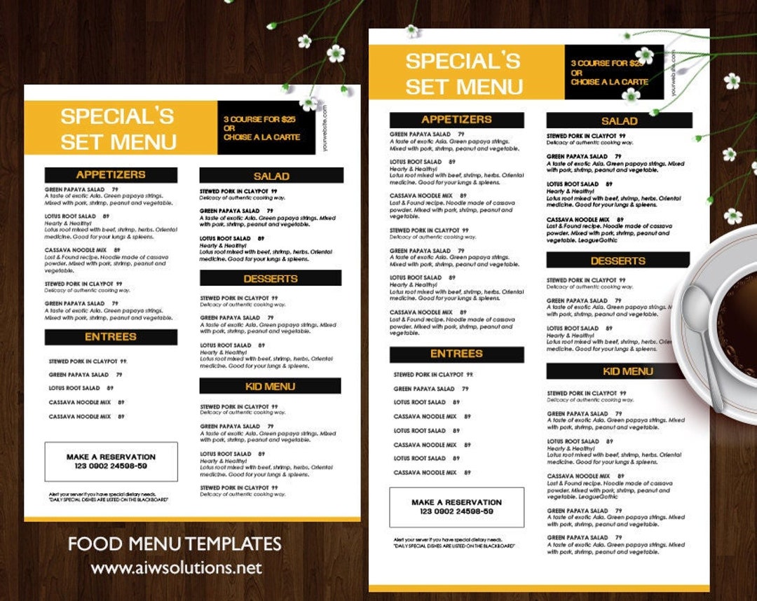 Canva Special Set Menu Templates, Printable Restaurant Menu Template ...