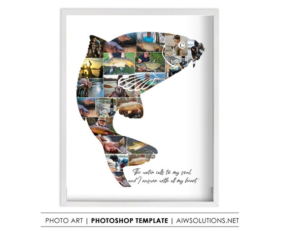 Carp Fishing Photo Collage Template Carp Fish Shape Carp - Etsy
