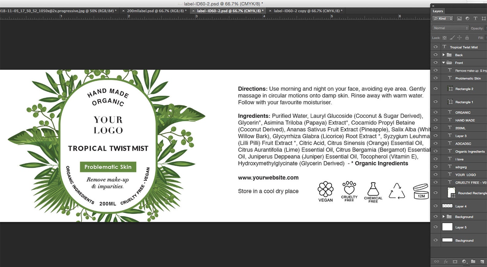 Botanical Label Template Tropical Style Label Template Skin | Etsy