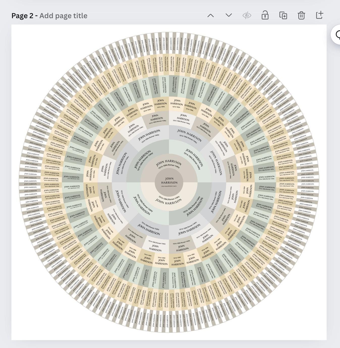 9 Generations Family Tree, Editable Canva Circle Family Tree Template ...