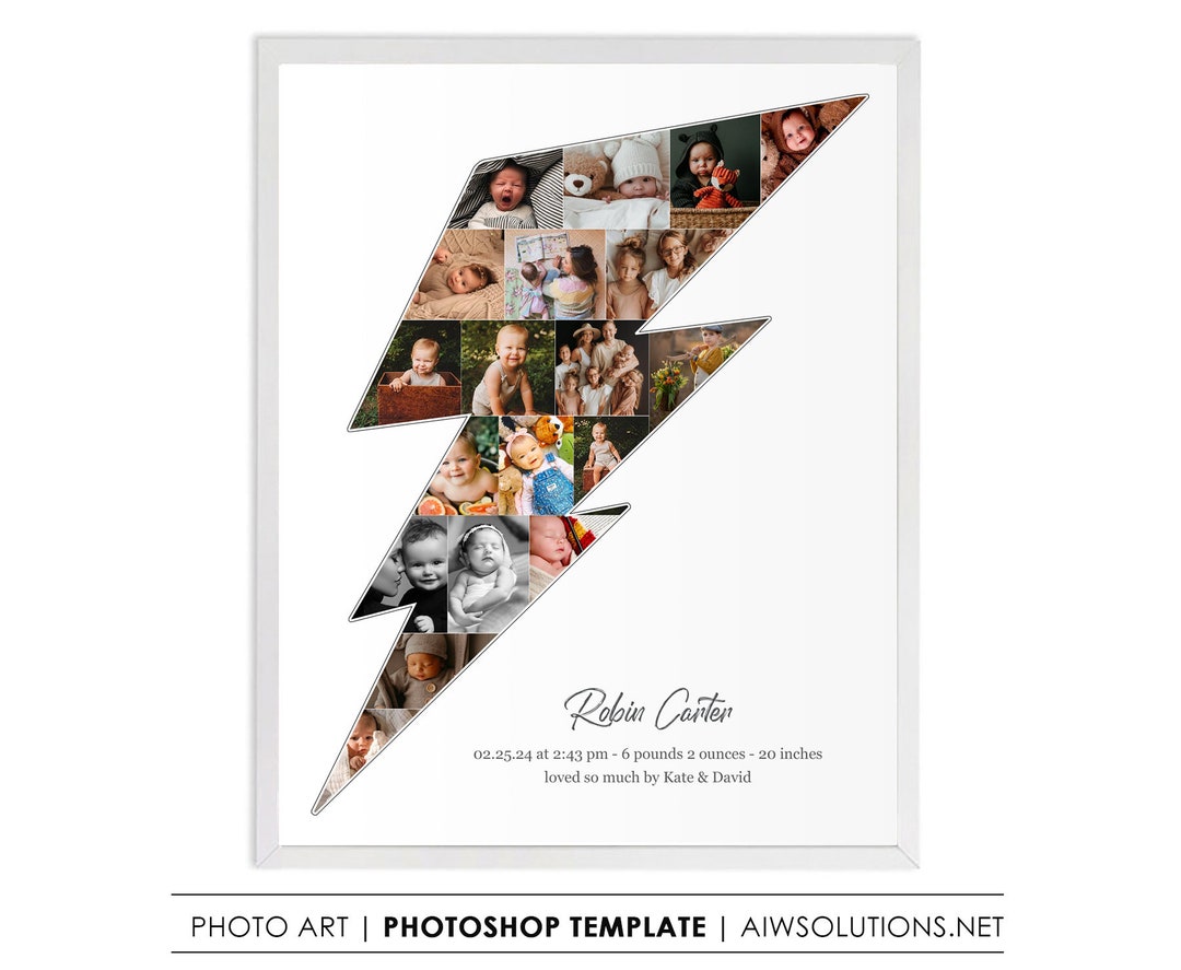 Lightning Bolt Photo Collage Template, Lightning Flash Collage ...