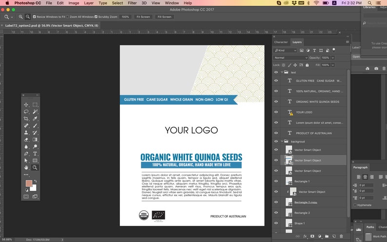 Kraft Bag Label Design Flat Bottom Pouch Label Nutrition - Etsy