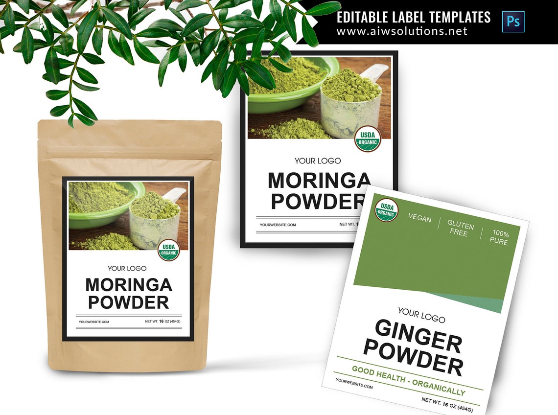 Label Template for Standup Pouch Powder Label Template for | Etsy