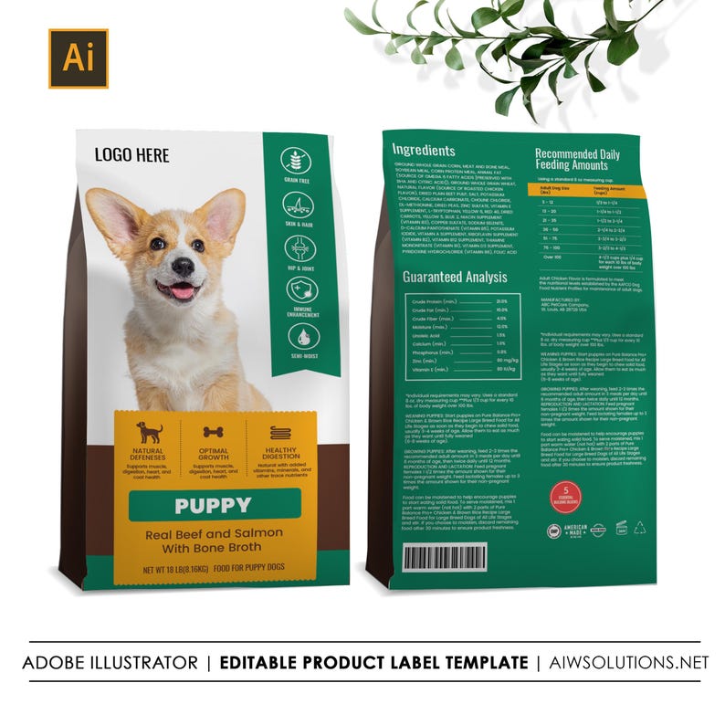 Puppy Food Packaging Template, Pet Food Bag Design Template ...