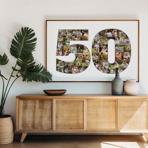 50th Birthday Photo Collage, Number Fifty Birthday Gift, Photography ...