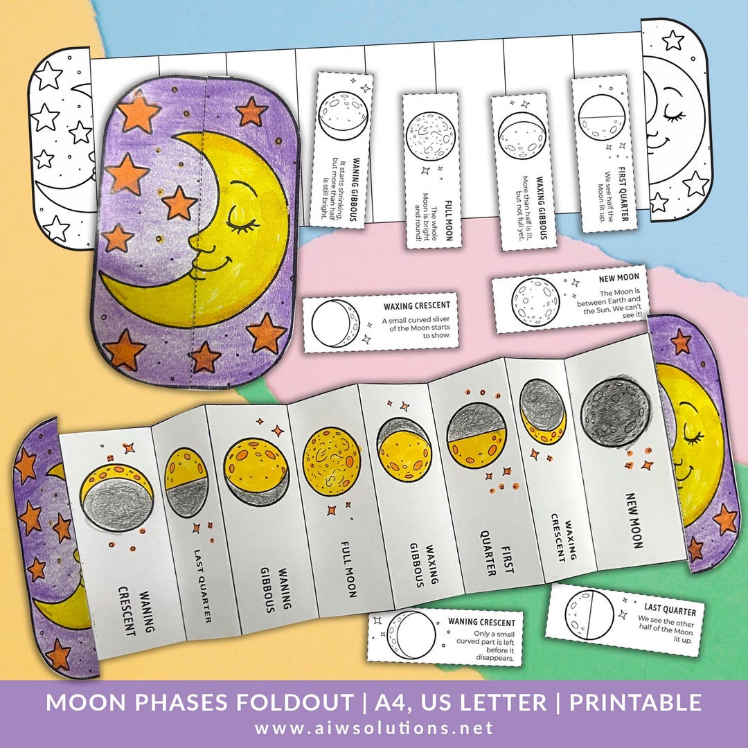 Phases of the Moon Craft,printable Moon Phases,moon Foldable Activity ...