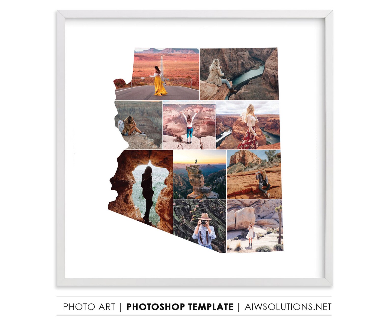 Art Map of Arizona, Arizona Photo Collage Art Map, Arizona Travel Gift ...