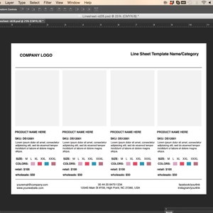 LANDSCAPE Line Sheet With Colour Options, Minimalist Wholesale Sheet ...