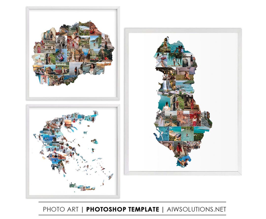 Greece Map Photo Collage,macedonia Map Photo Collage Template,albania ...