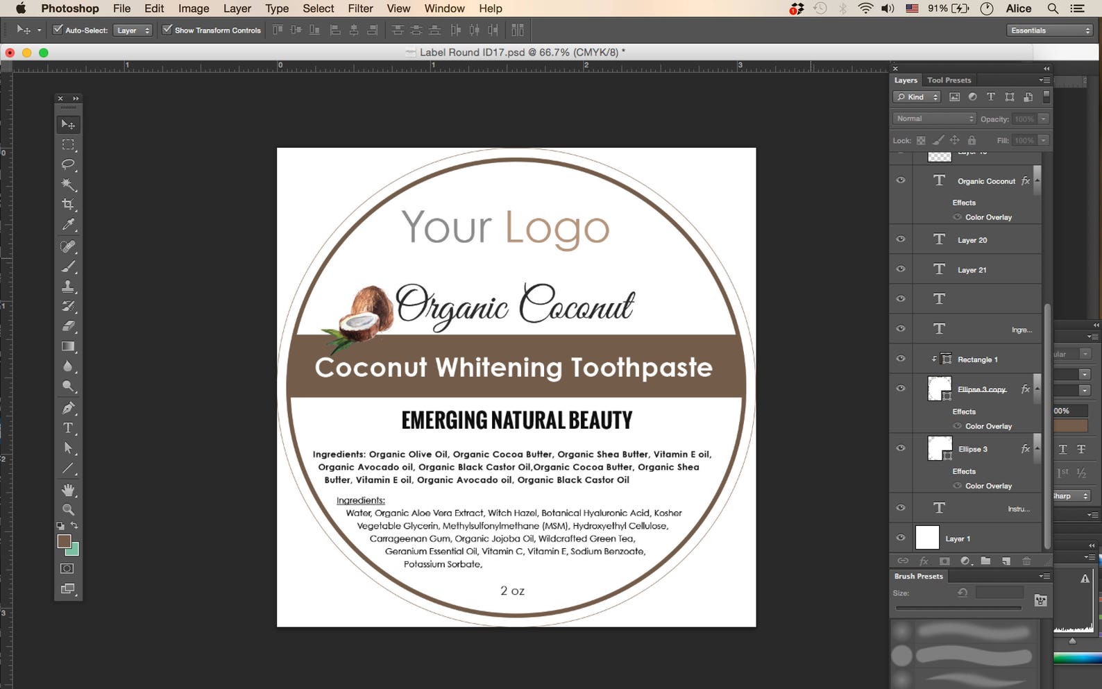Coconut Label Template 4oz Label 8oz Label Template Skin | Etsy