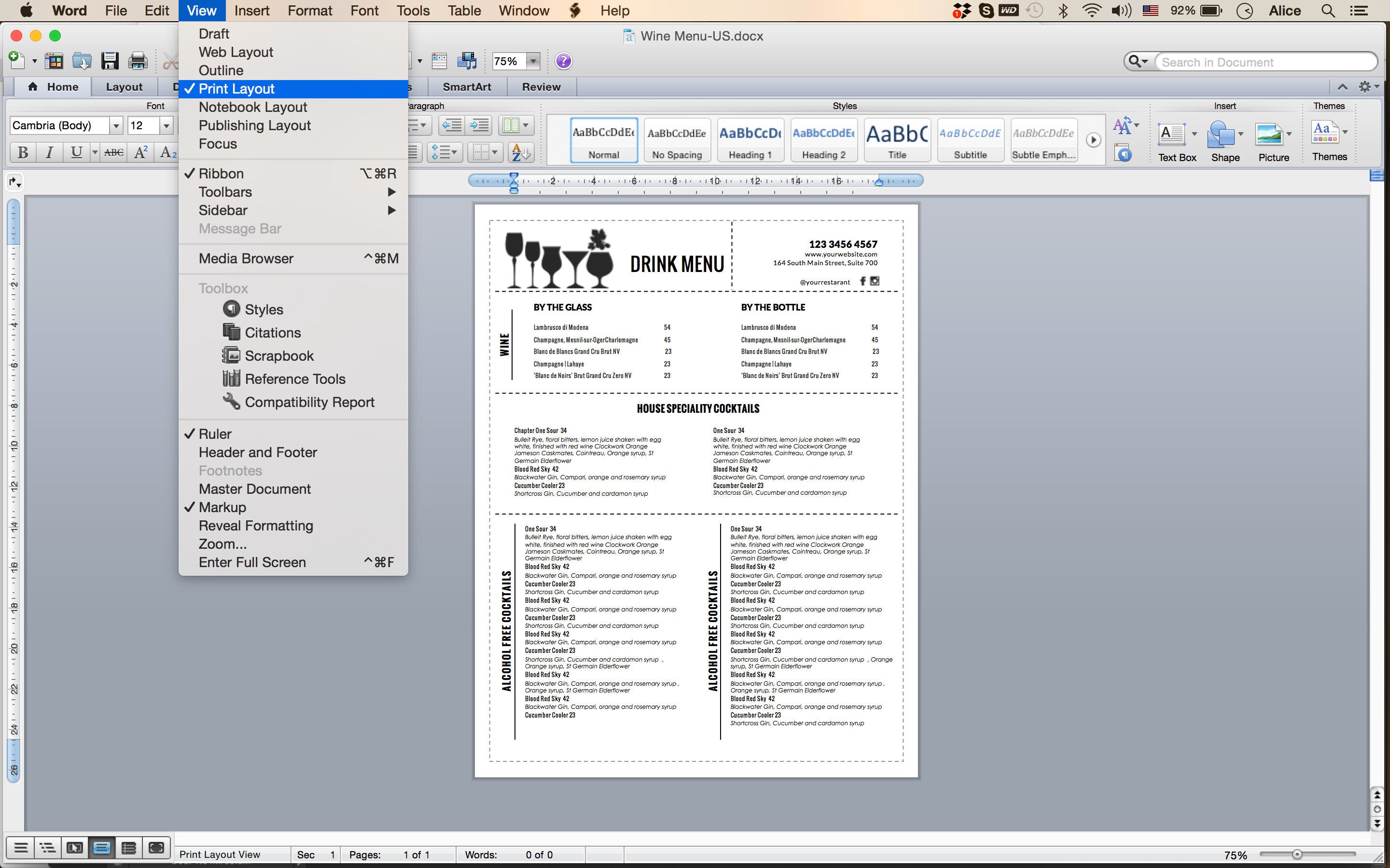 Bar Menu Signeditable Drink List Bar Menu Sign Template | Etsy