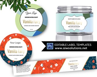 Round label templateCosmetics label Scrubs & Bath Label