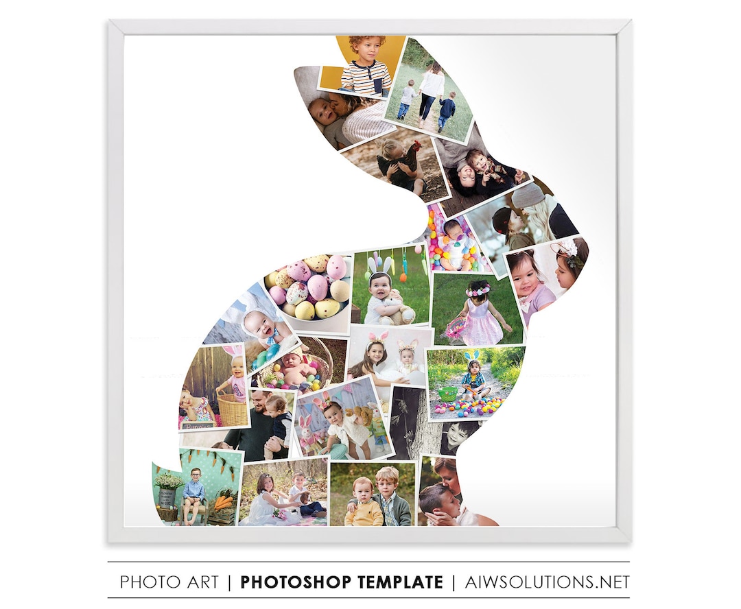 Hare Shape Photo Collage, Rabbit Shape Photo Collage, Easter Bunnies ...