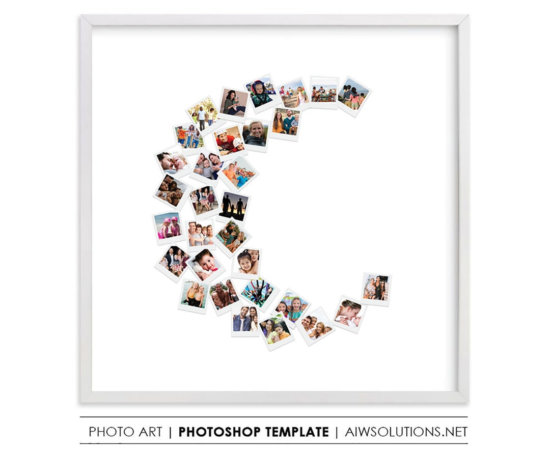 Moon Shape Photo Collage Templates, Moon Photo Collage Template, FAMILY ...