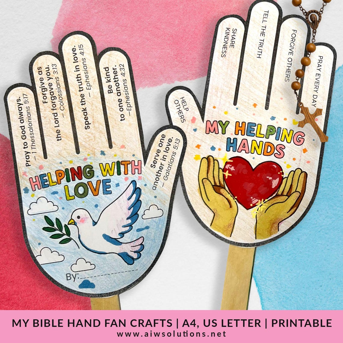 Bible Hand Fan Craft: Helping Hands Printable (PDF) | Christian Kids ...