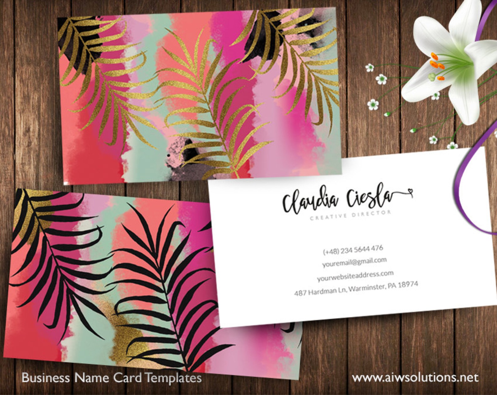 Artist Name Card Watercolor Name Card Beautiful Name Card - Etsy