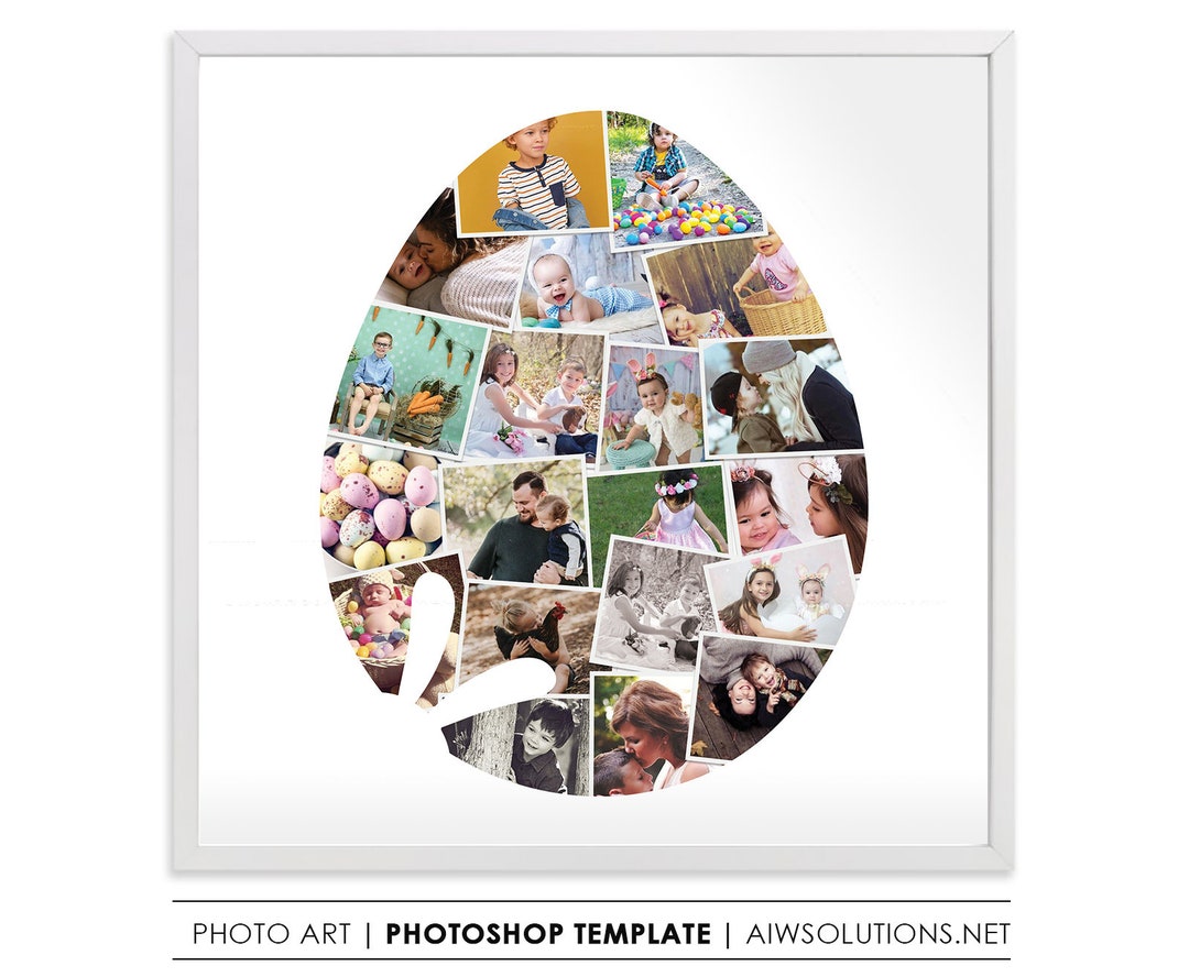 Egg Shape Photo Collage, Easter Bunnies and Egg Shape Photo Collage ...