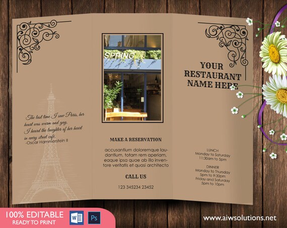 Modelo De Menu Frances