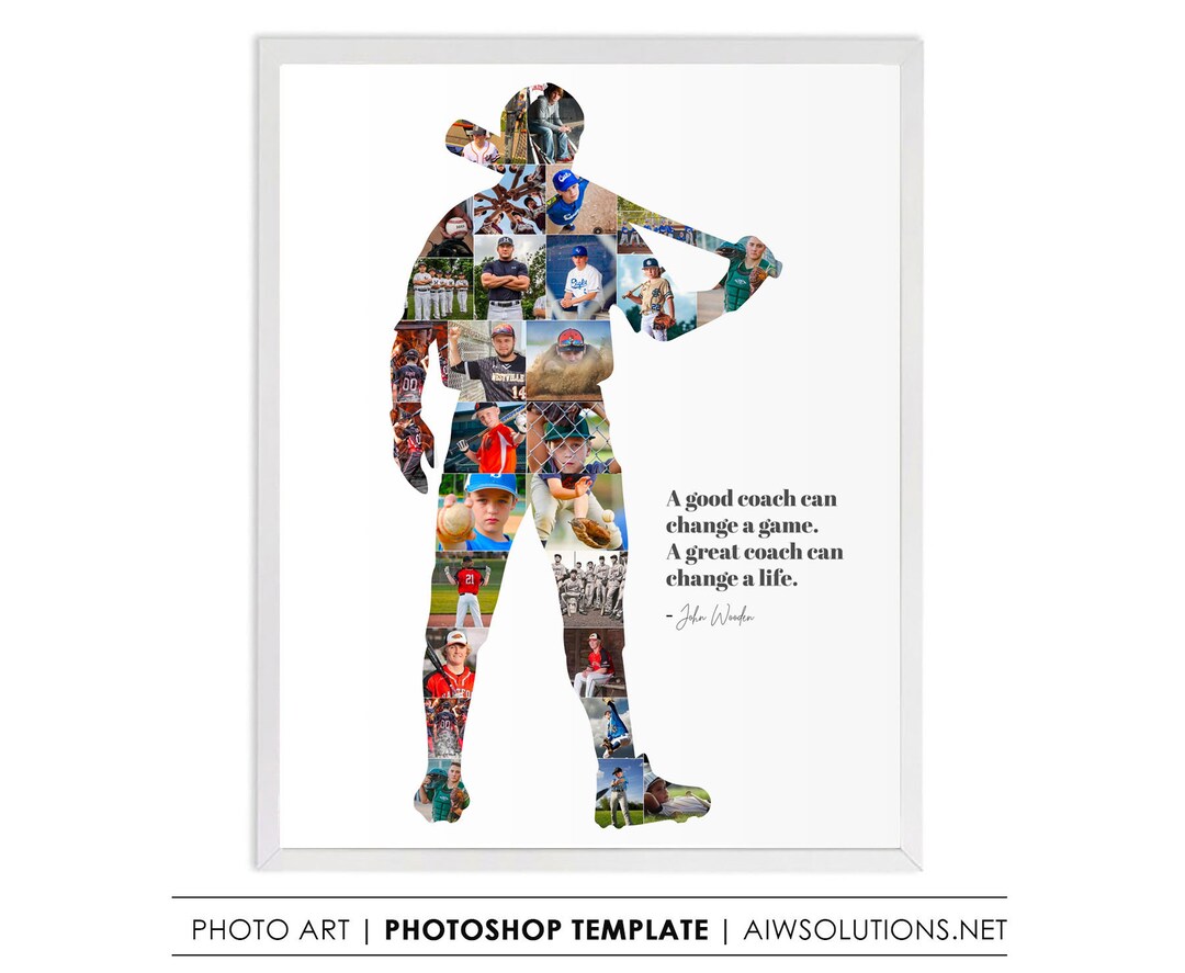 Male Baseball Photo Collage,man Baseball Art Template,gift for Coach ...