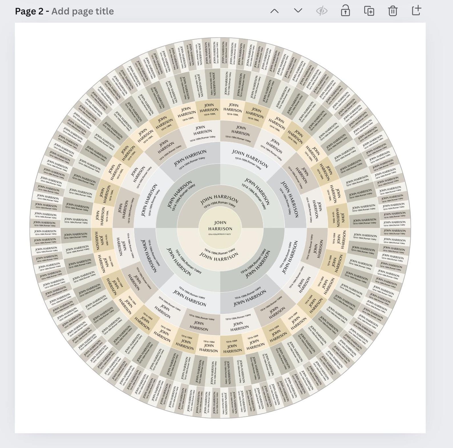 8 Generations Family Tree, Editable Canva Circle Family Tree Template ...