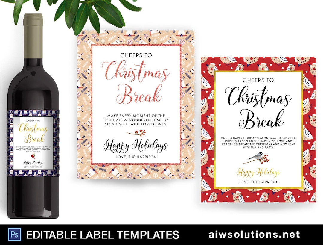 Editable Christmas Wine Label,editable Holiday Wine Label, Custom Funny ...