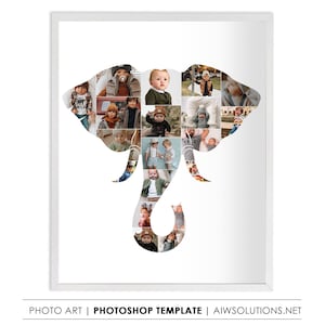 Elephant Picture Collage Templates , Elephant Nursery Photo Grid ...