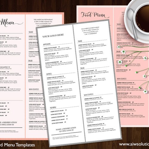Trendy Restaurant Food Menu Templates Printable Restaurant - Etsy UK
