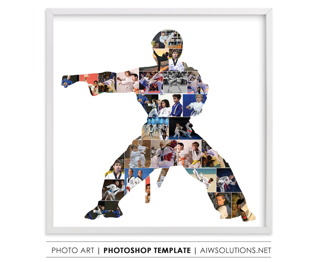 Taekwondo Man Photo Collage, Karate Boy Shape, Kung Fu Gift, Karate ...