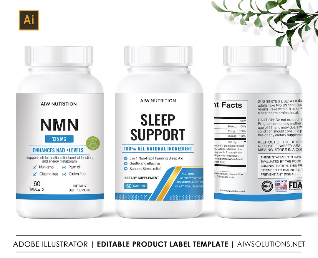 Dietary Supplement Label Template, Sleep Support Label Template,nmn ...