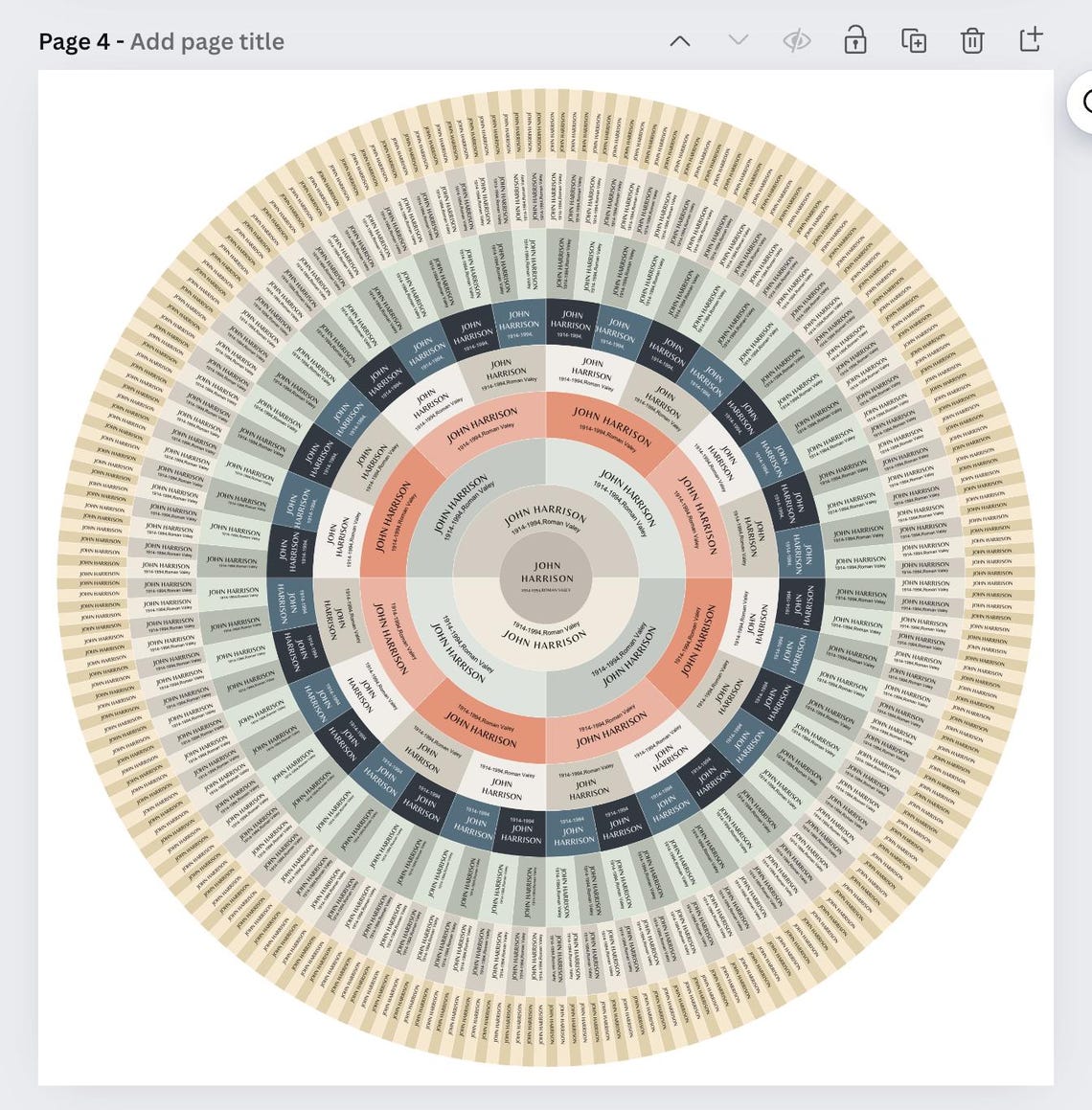 9 Generations Family Tree, Editable Canva Circle Family Tree Template ...
