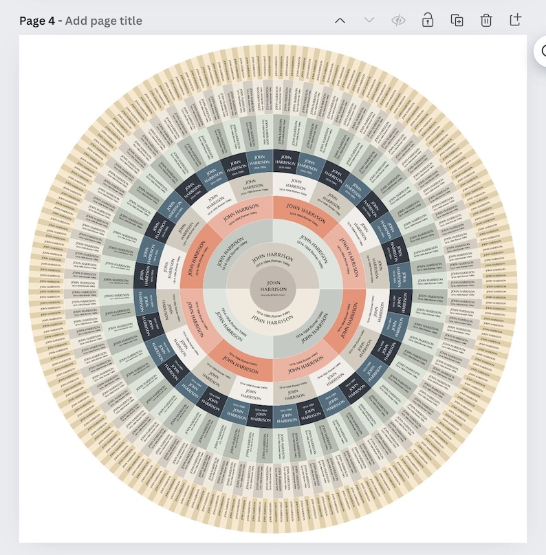 9 Generations Family Tree, Editable Canva Circle Family Tree Template ...