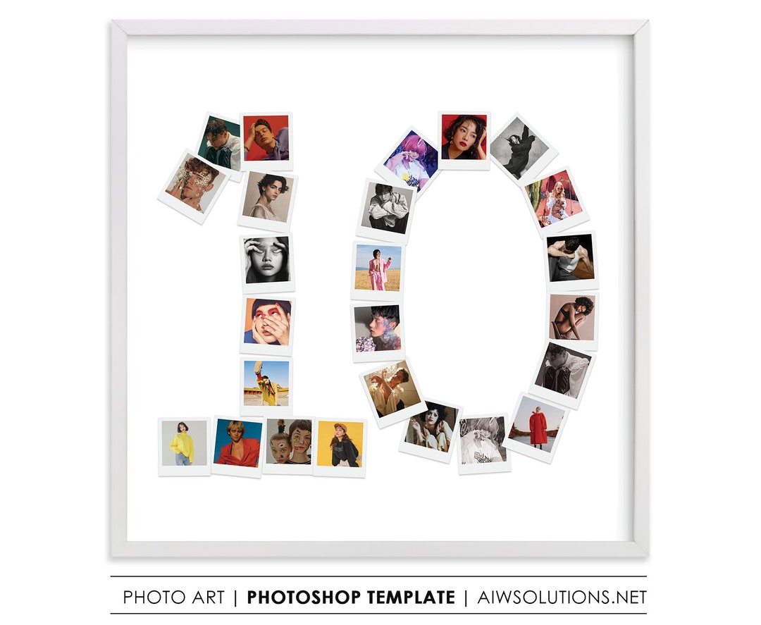 Number 10 Photo Collage Template, 10 Anniversary Photo Collage Template ...
