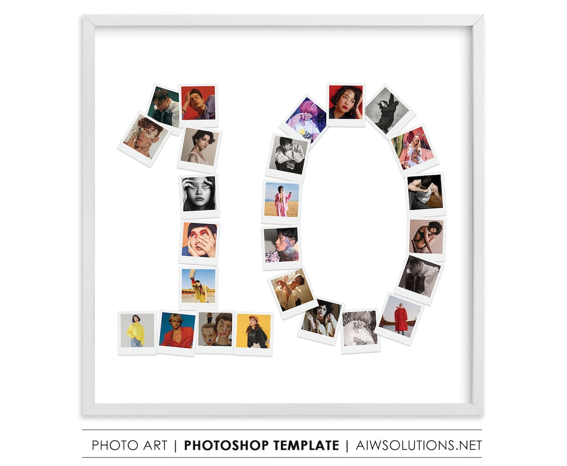 Number 10 Photo Collage Template, 10 Anniversary Photo Collage Template ...