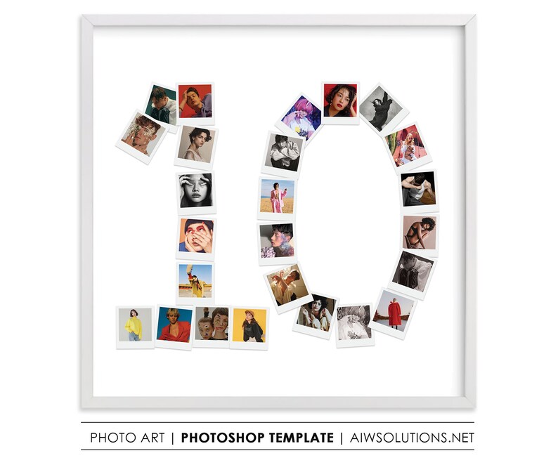 Number 10 Photo Collage Template 10 Anniversary Photo Collage - Etsy