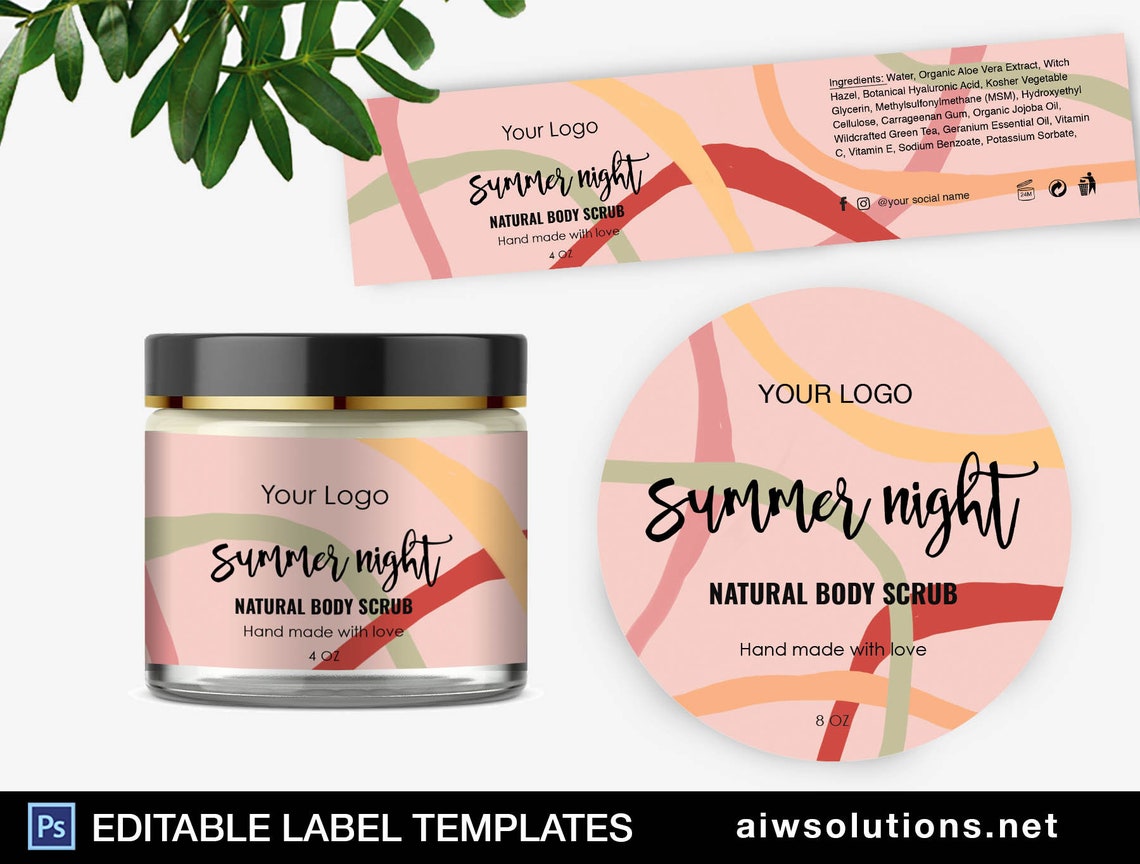 Round Label Product Label Template Skincare Label Scrubs & - Etsy
