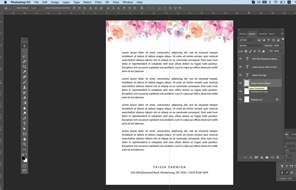 Personal Letterhead Template Romantic Stationery Corporate - Etsy