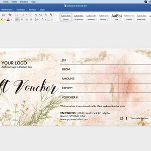 Vintage Gift Voucher Template, Gift Certificates Word Template, Gift ...