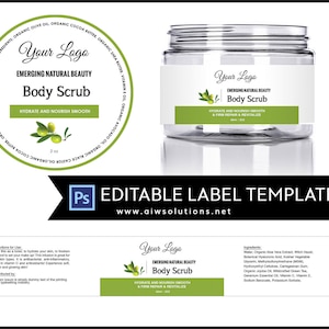 Olive Jar Label Template , 4oz Label, 8oz Label Template, Skin Care ...