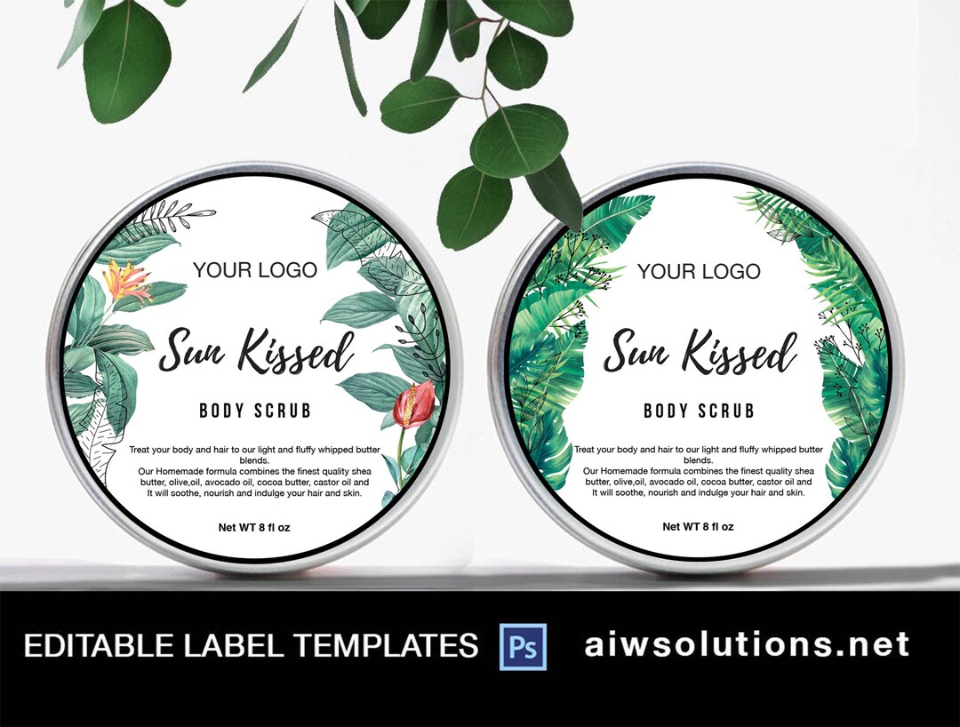 Botanical Label Template, Green Shea Butter Label, Skincare Label ...