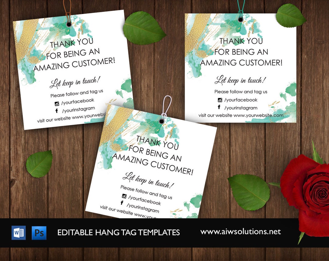 Small Business Mini Tags , Square Tags, Gift Tags, Mint and Gold Hang ...