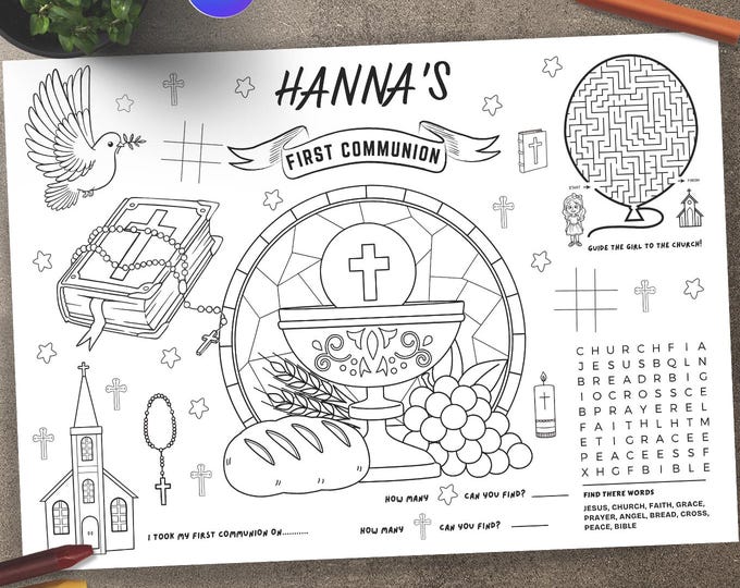 Christening, Baptism Coloring Pages, Confirmation Activity Sheets, Kids ...