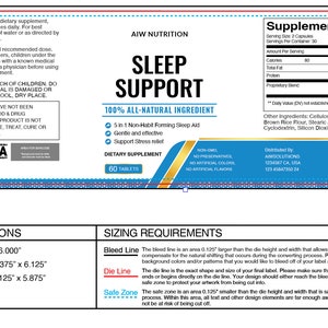 Dietary Supplement Label Template, Sleep Support Label Template,nmn ...