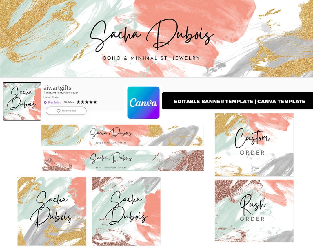 Etsy Banner Kit, New Etsy Shop Banner , Custom Banner, Blogger Header ...