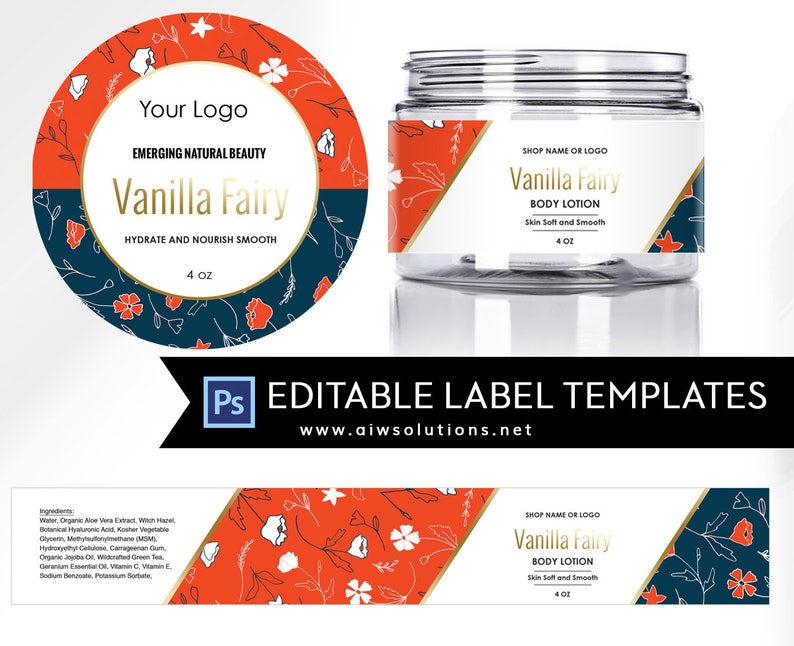 Wild flower jar label template 4oz label 8oz label | Etsy