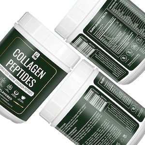 Collagen Label Template, Dark Green Color Style Label Template , Beauty ...